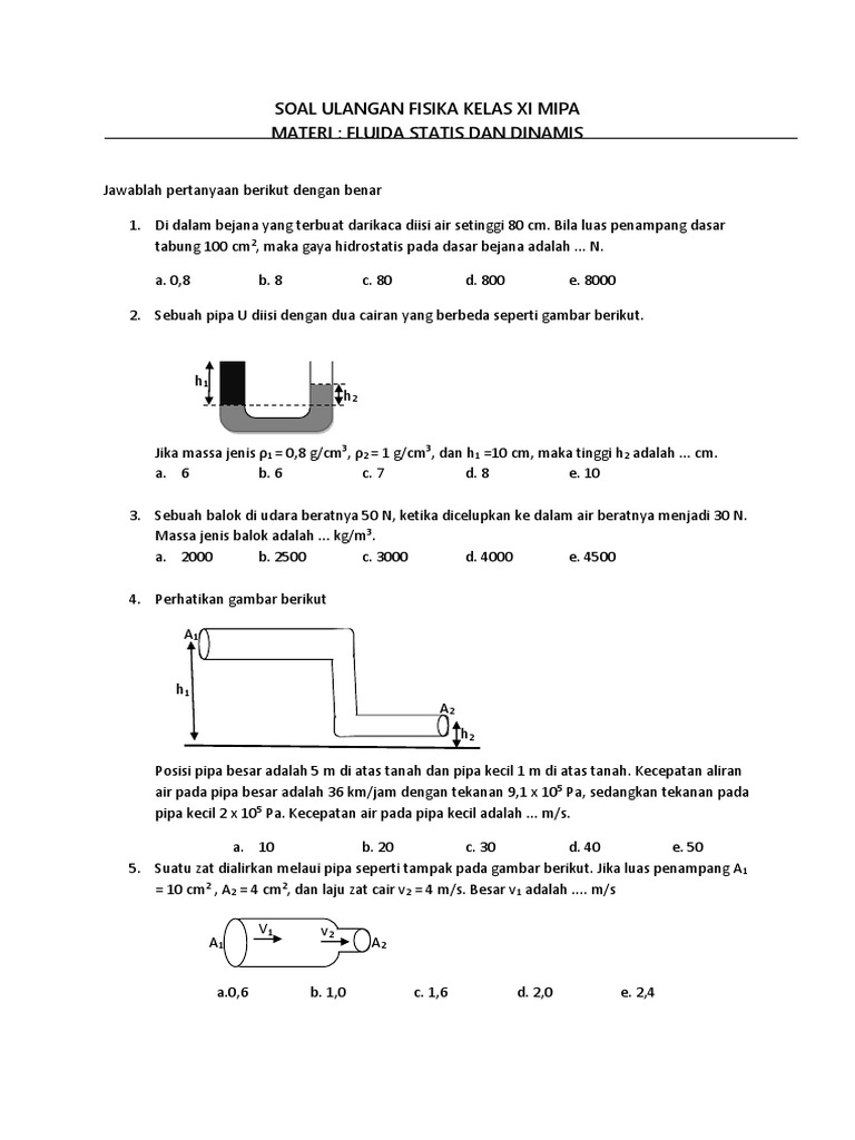 Soal Fluida Statis Dan Dinamis | PDF