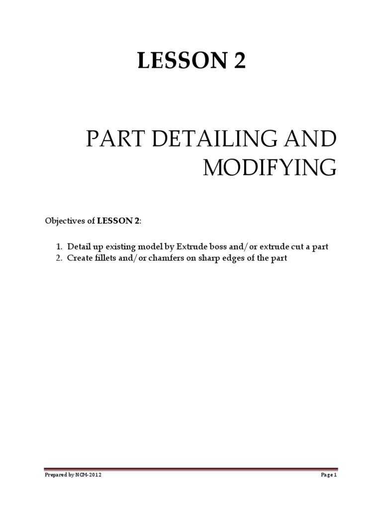 Part Detailing and Modification Guide | PDF | Extrusion | Teaching ...