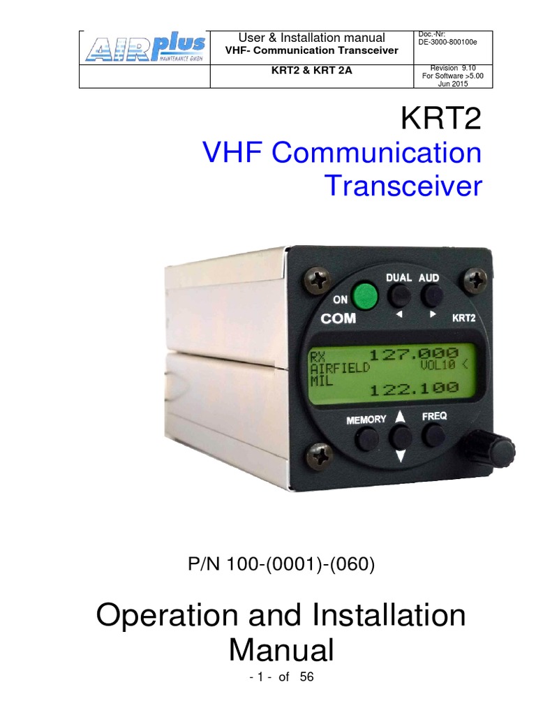 KRT2 VHF Transceiver User Manual | PDF | Microphone | Menu (Computing)