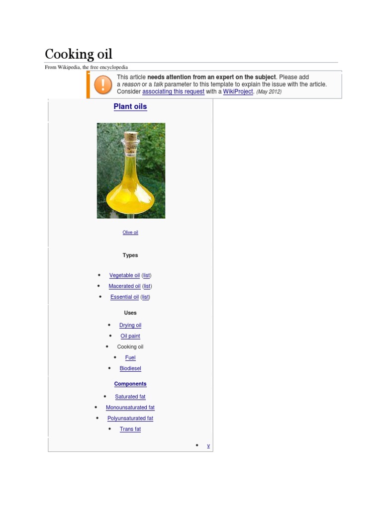 Cooking Oil | PDF | Cooking Oil | Saturated Fat