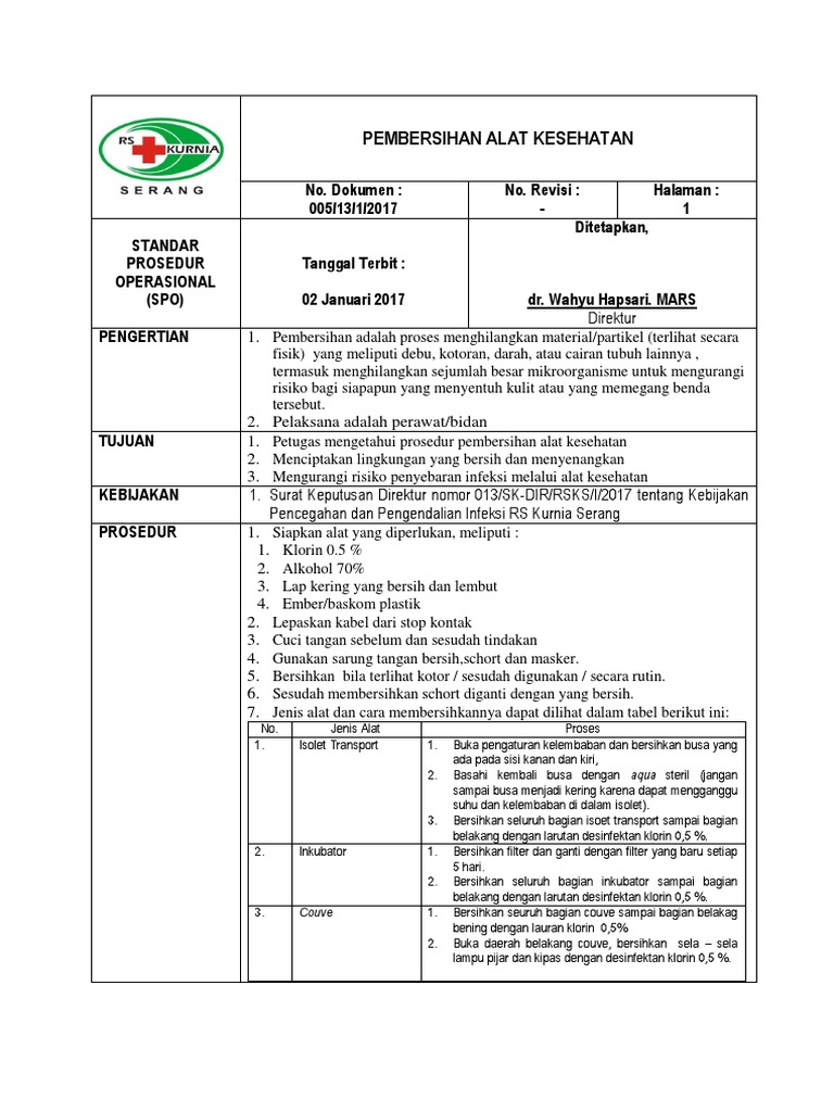 Sop Pembersihan Alat | PDF | Kesehatan Holistik