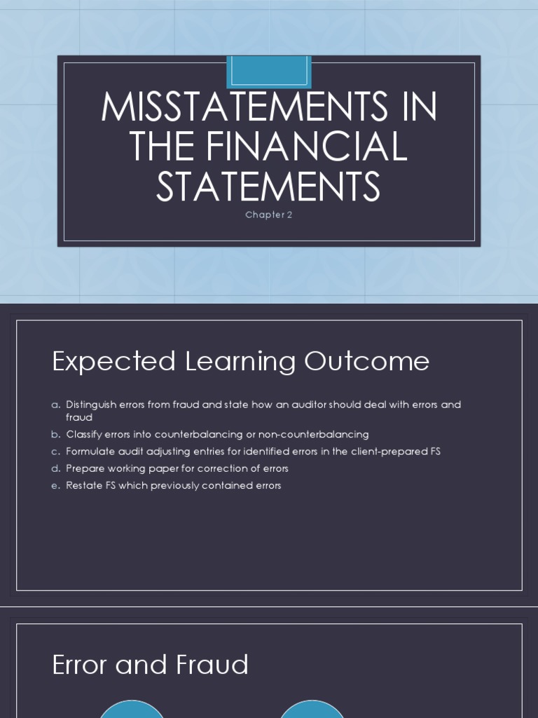 Misstatements in The Financial Statements | PDF | Financial Audit ...