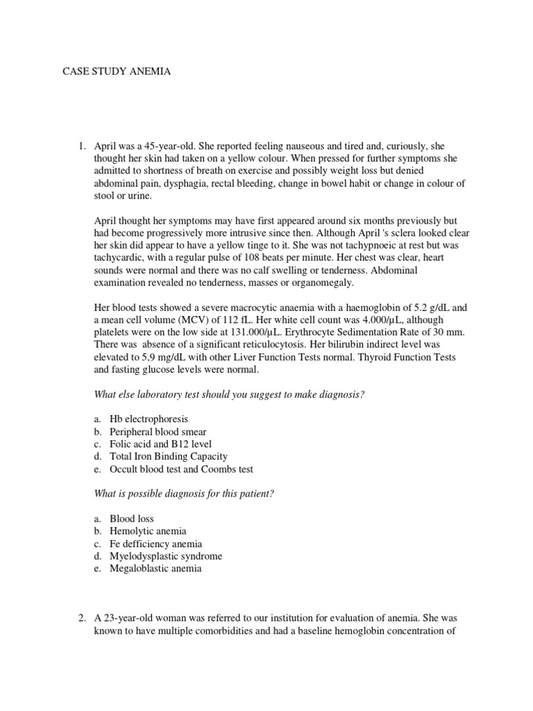 Case Study Anemia-1 | PDF | Anemia | Hematology