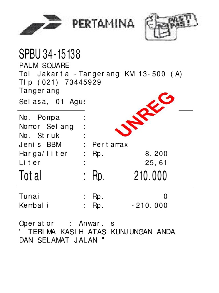 Contoh Struk Spbu | PDF