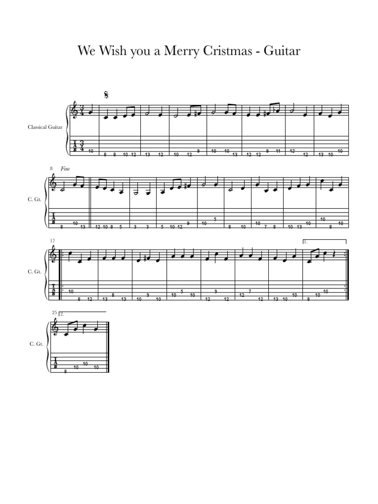 We Wish You A Merry Cristmas - Guitar | PDF | Sound | Mass Media