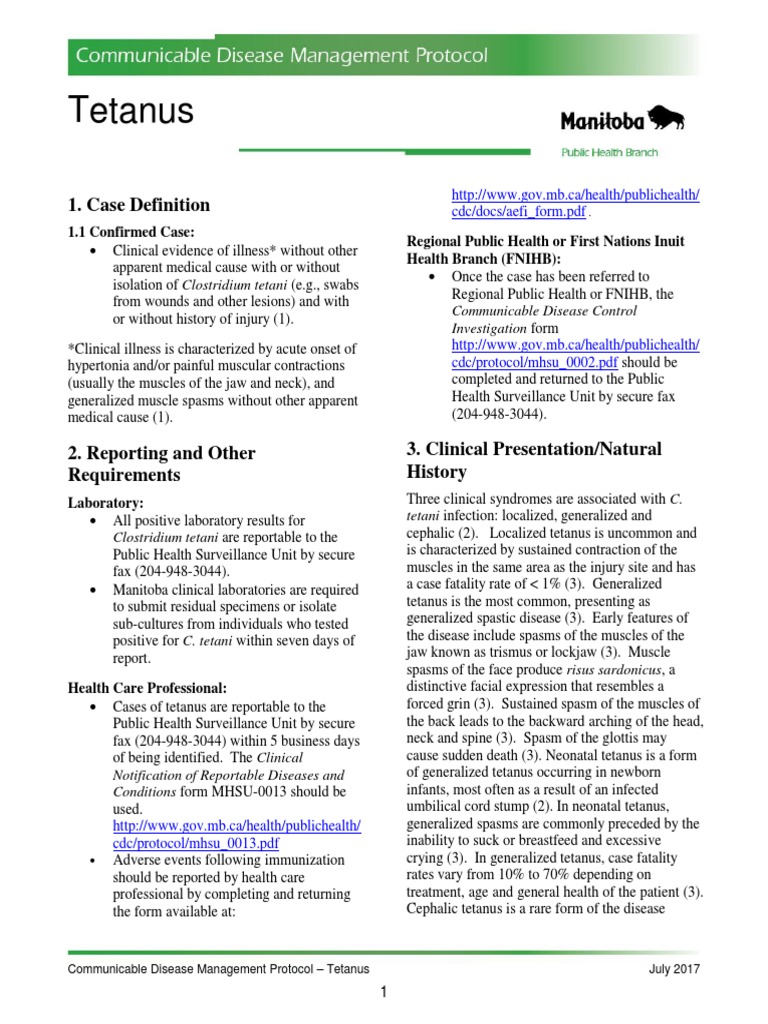 Tetanus Protocol | Immunity (Medical) | Medicine