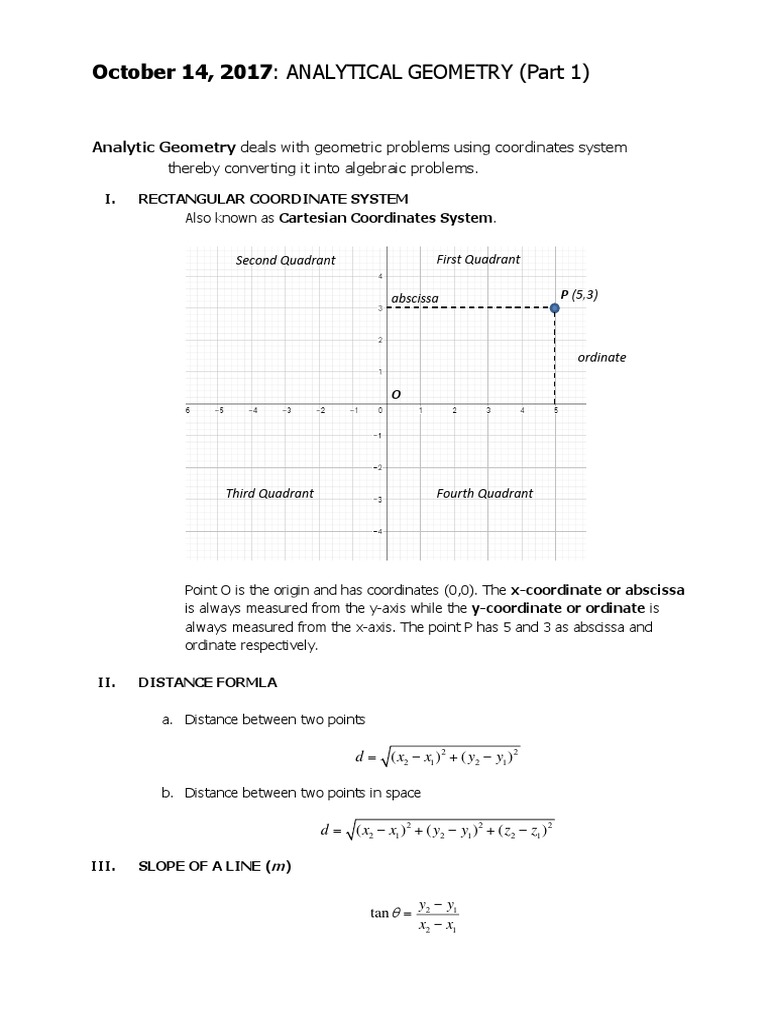 Lesson Plan - Analytical Geometry Part 1 | PDF | Cartesian Coordinate ...