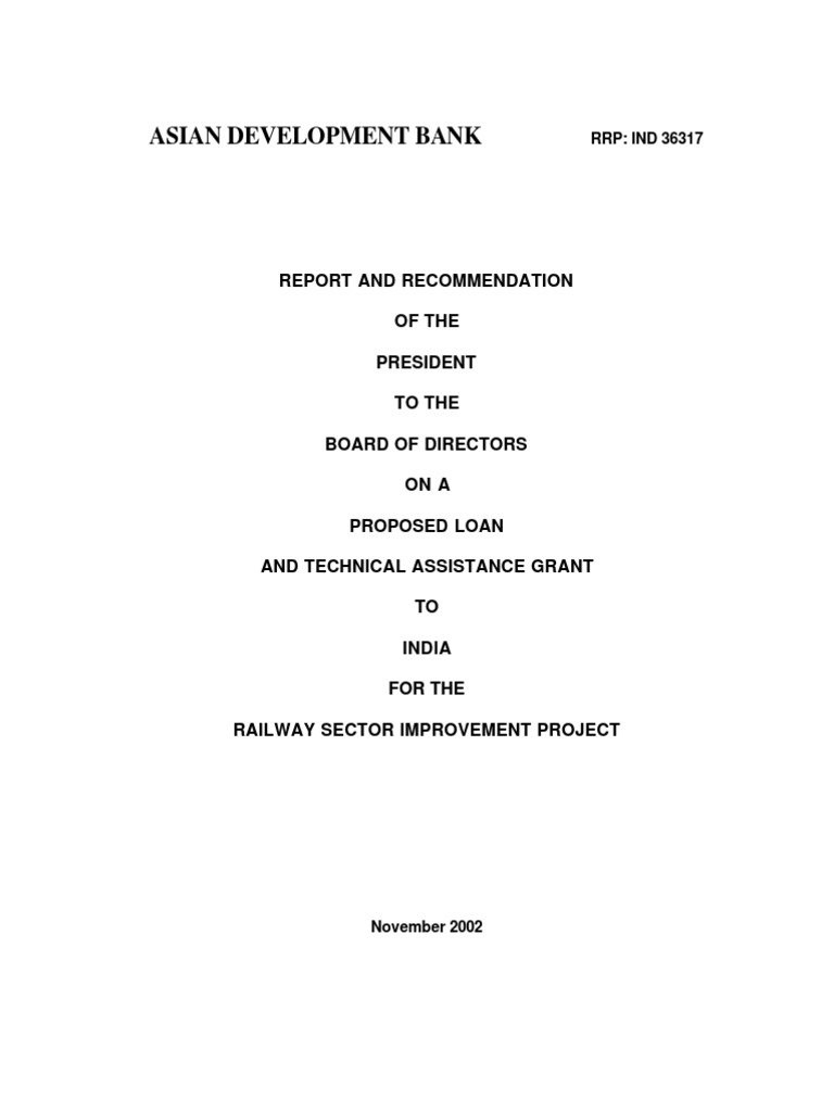 ADB Project Proposal | PDF | Asian Development Bank | Rail Transport