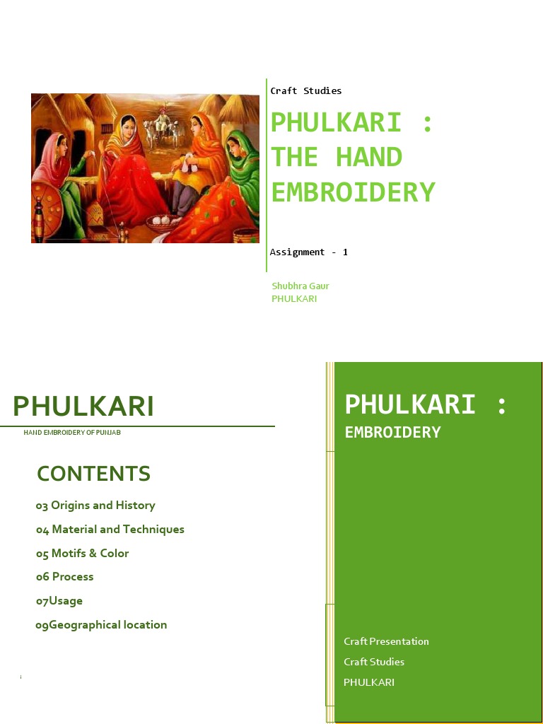 Phulkari Craft Document | PDF | Textiles | Textile Arts