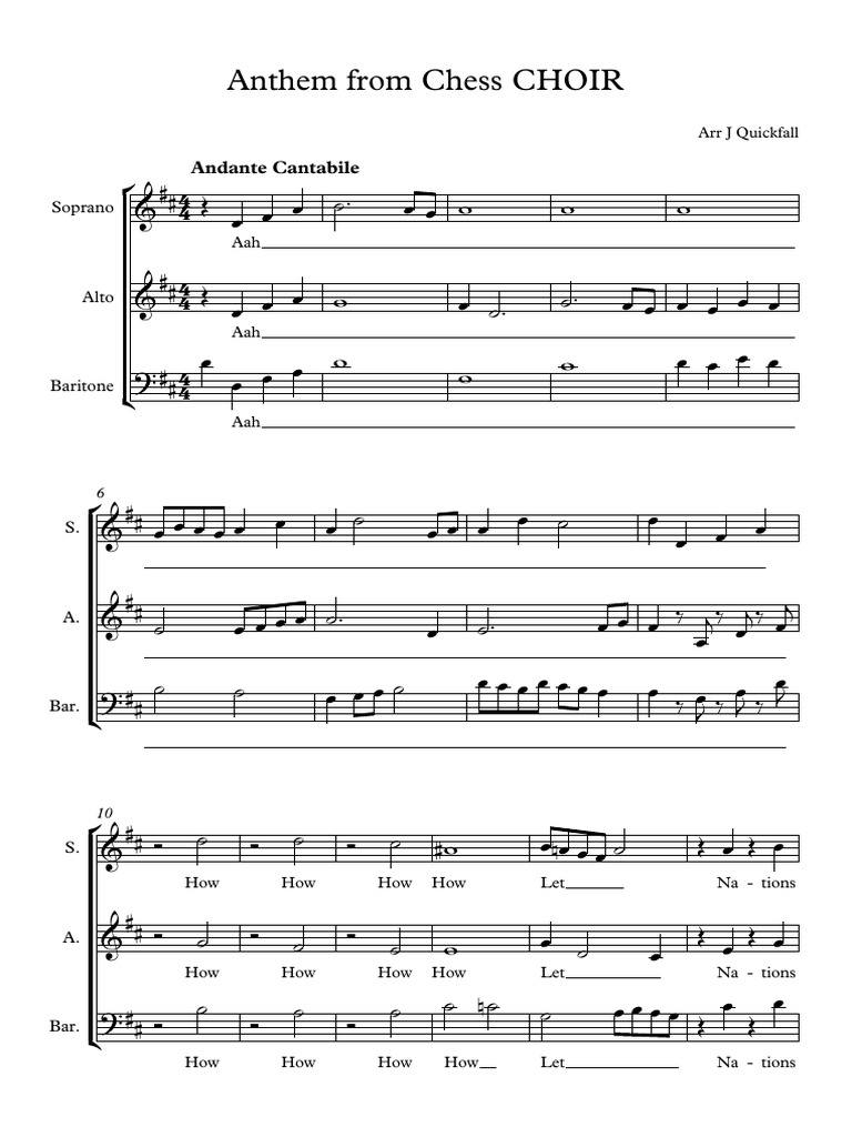 Anthem From Chess CHOIR - Full Score | PDF | Compositions | Music ...