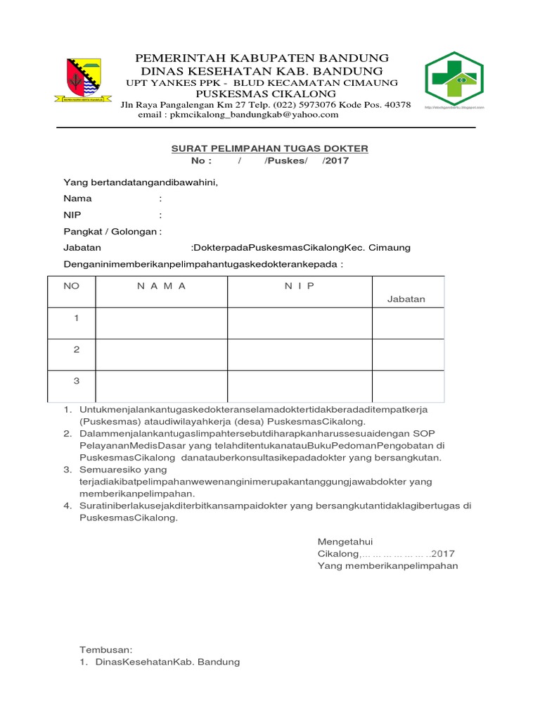 Form Pendelegasian Wewenang Contoh | PDF