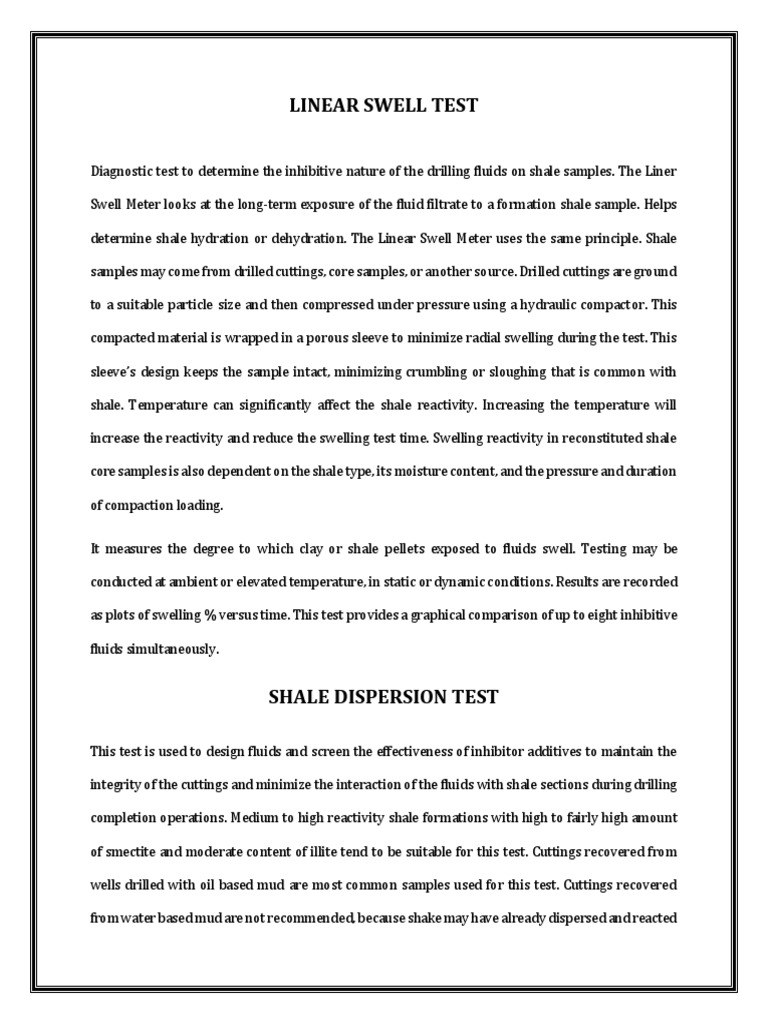 Linear Swell Test | PDF | Colloid | Chemistry