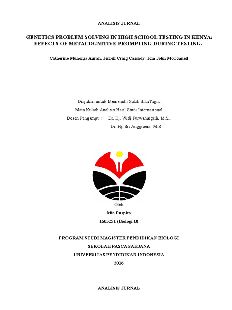Contoh Cover Jurnal Penelitian Biologi | PDF