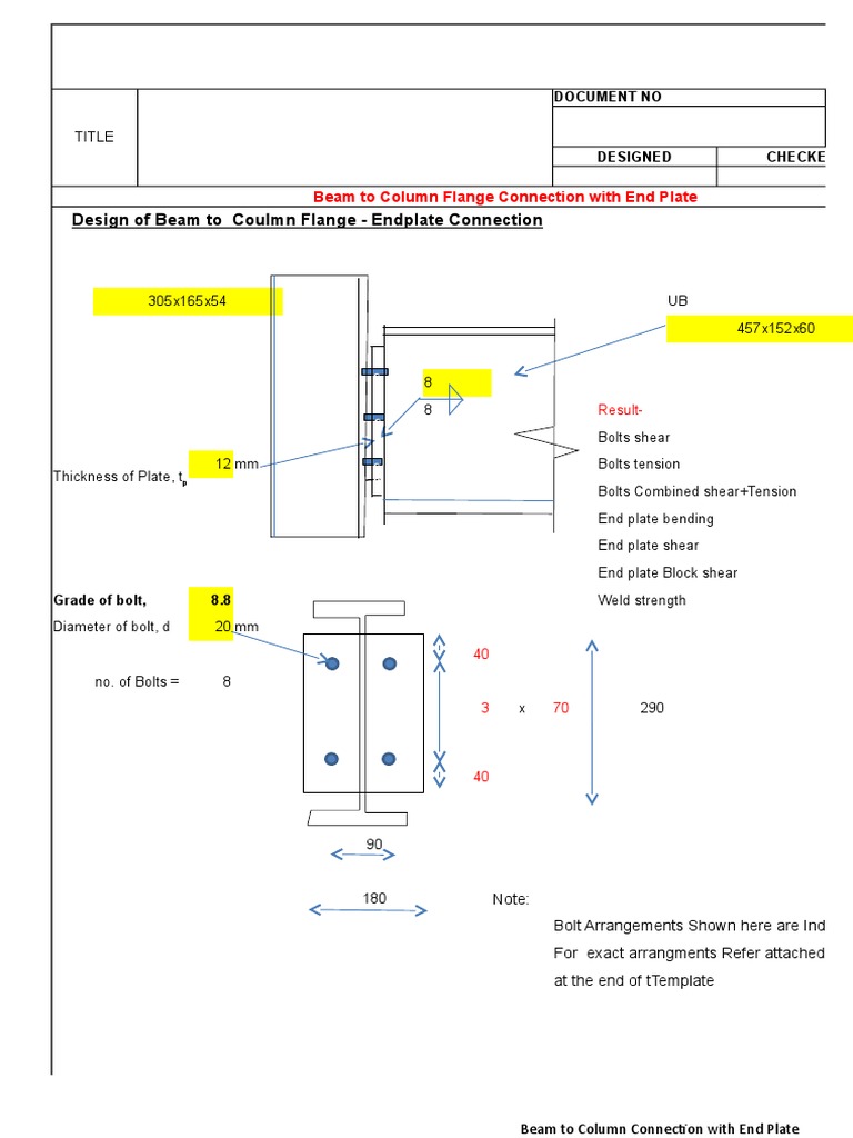 Beam Shear Connection Working 2 | PDF | Beam (Structure) | Column