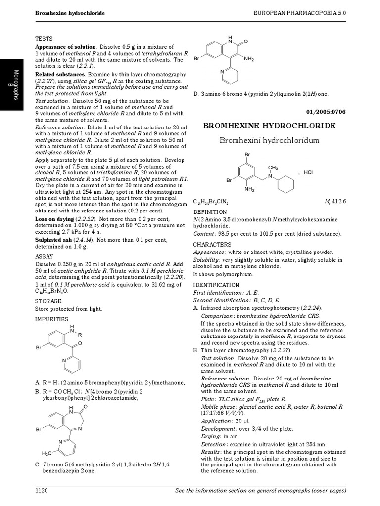 Bromhexine Hydrochloride | PDF | Thin Layer Chromatography | Solution