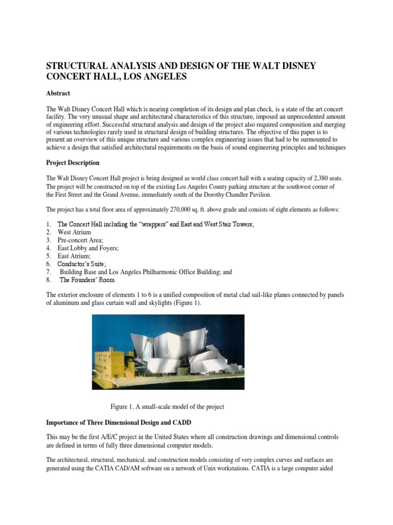 Structural Analysis and Design of The Walt Disney Concert Hall | PDF ...