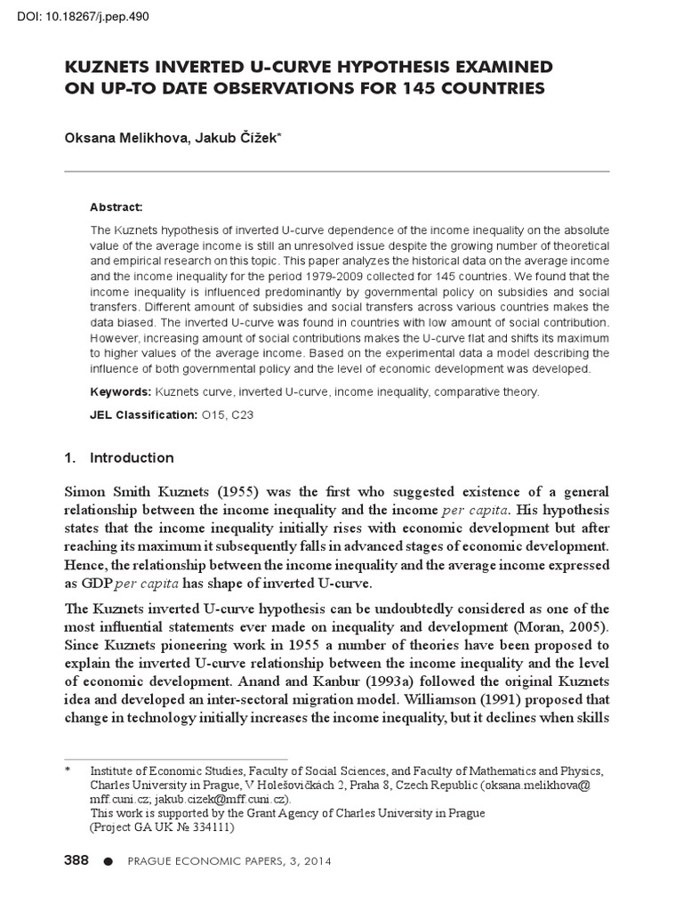 Kuznets Inverted U-Curve Hypothesis Examined On Up-To Date Observations ...