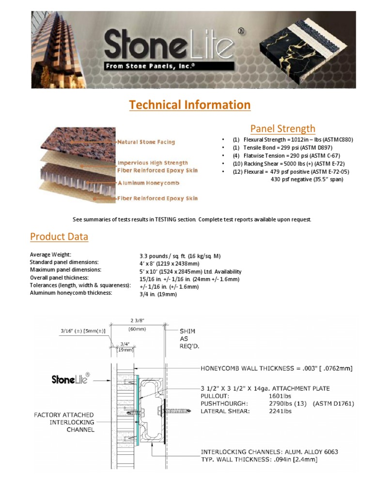 Stone Panels Technical Information | PDF | Strength Of Materials ...