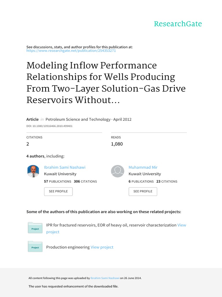 Modeling Inflow Performance Relationships IPR | PDF | Petroleum Reservoir | Fluid Dynamics