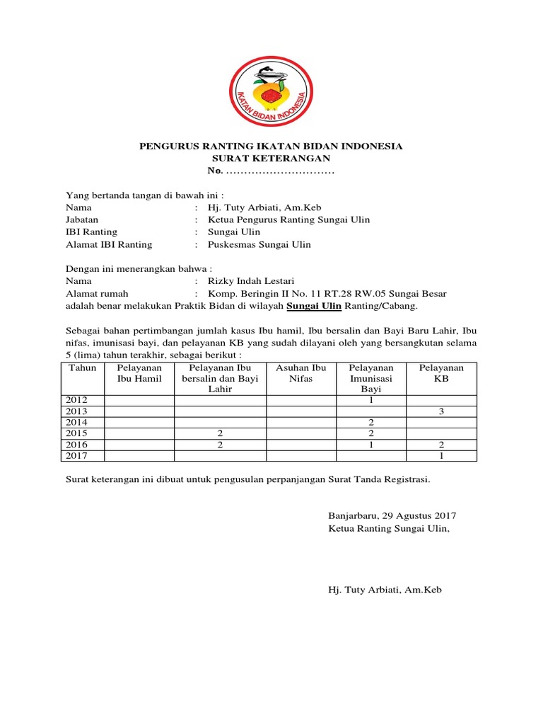 Pengurus Ranting Ikatan Bidan Indonesia | PDF