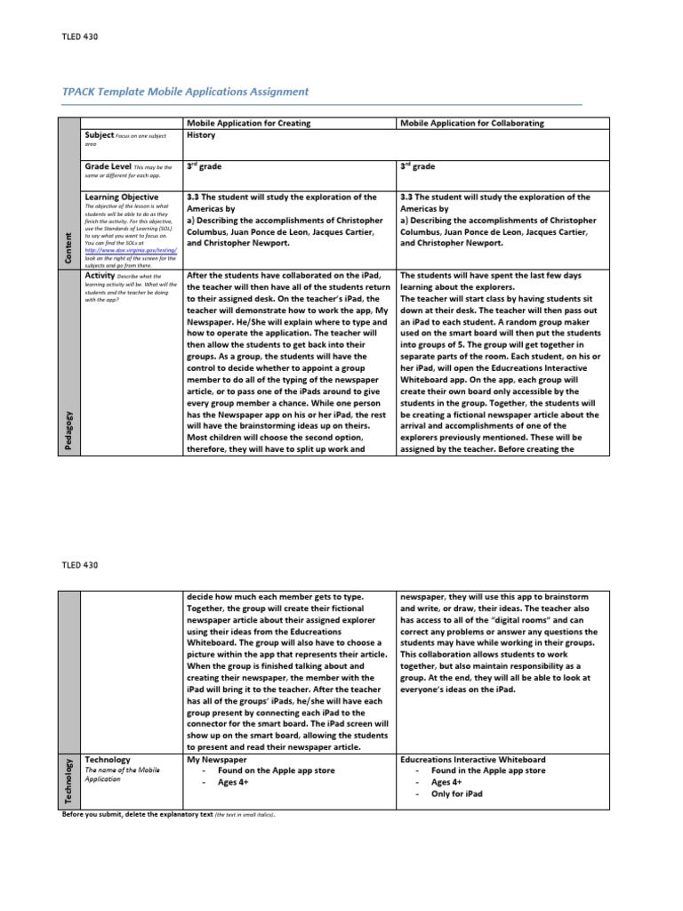 Tpack App Review Template 1 - 2 | PDF | I Pad | Application Software