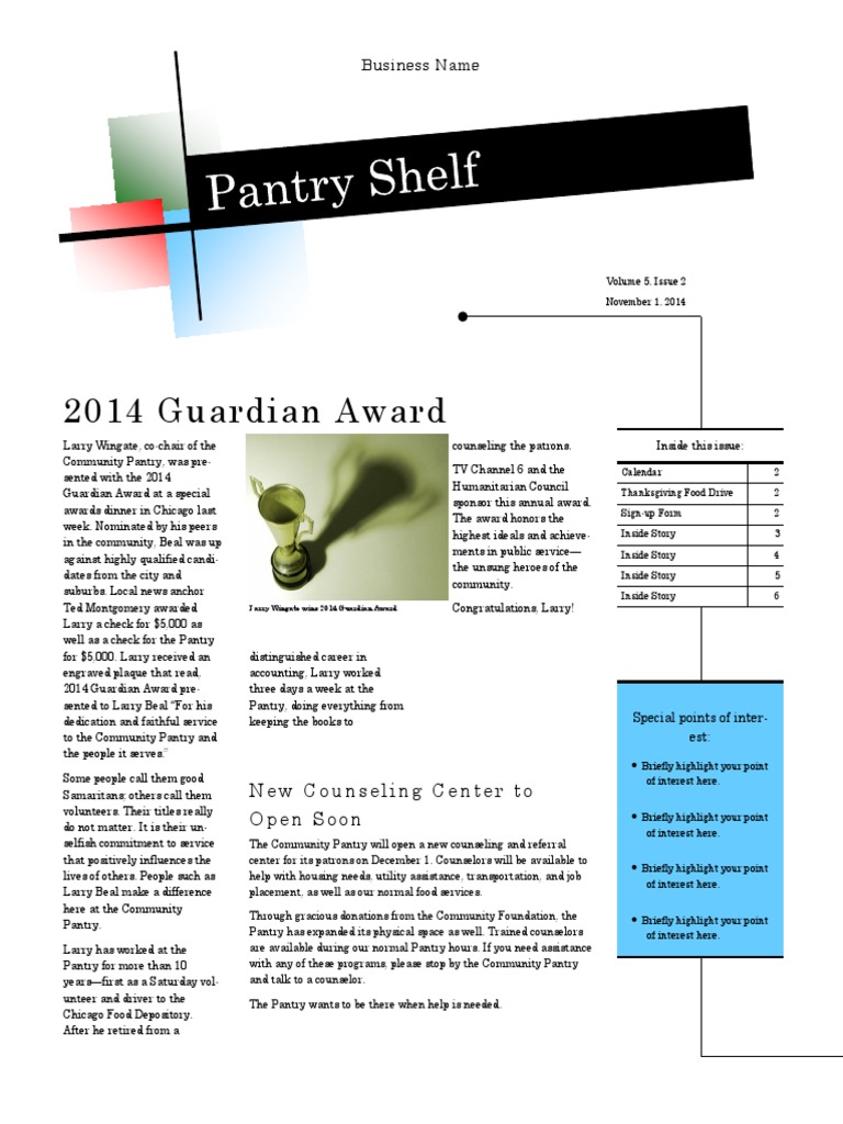 Food Pantry Newsletter | PDF | Visa Inc. | Business