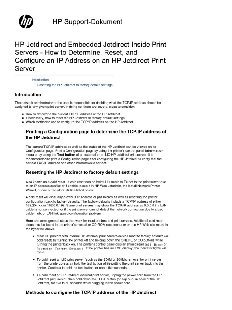 HP Jetdirect EX Plus Series | PDF | Ip Address | Transmission Control ...