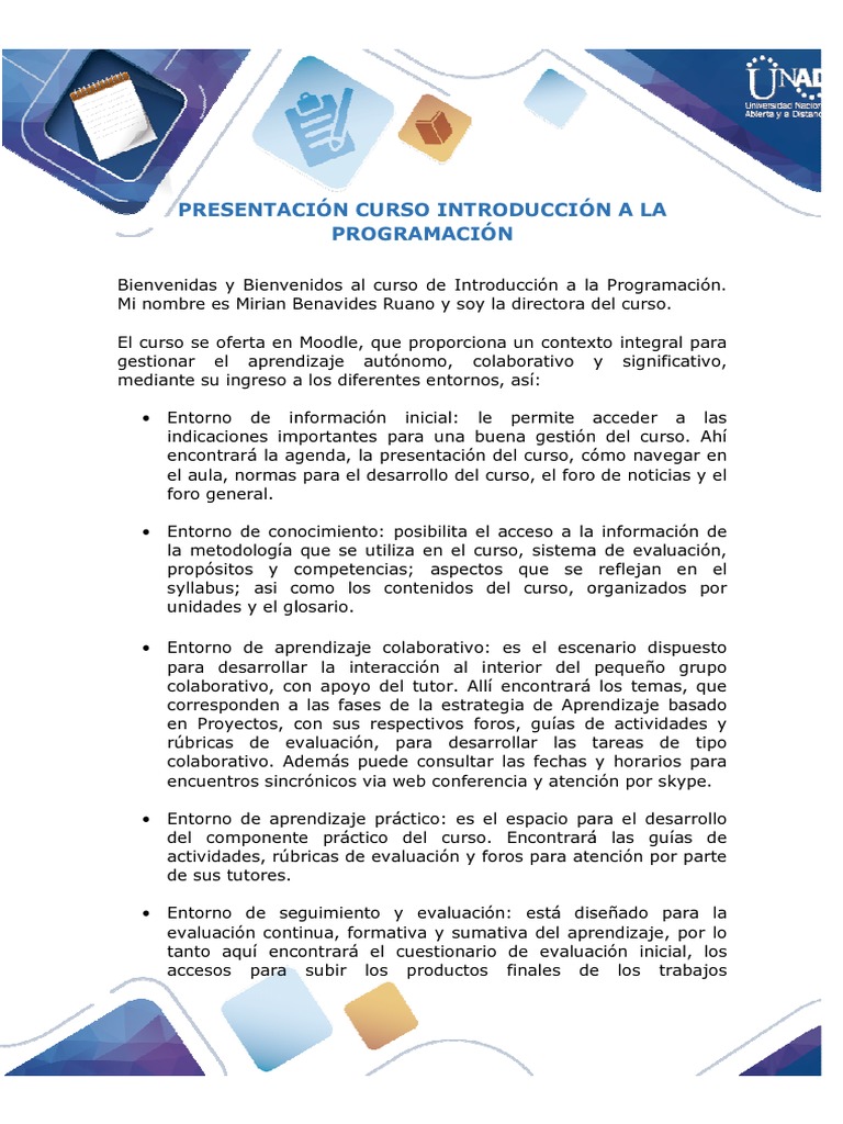 Presentación Curso Introducción A La Programación | PDF | Programación ...