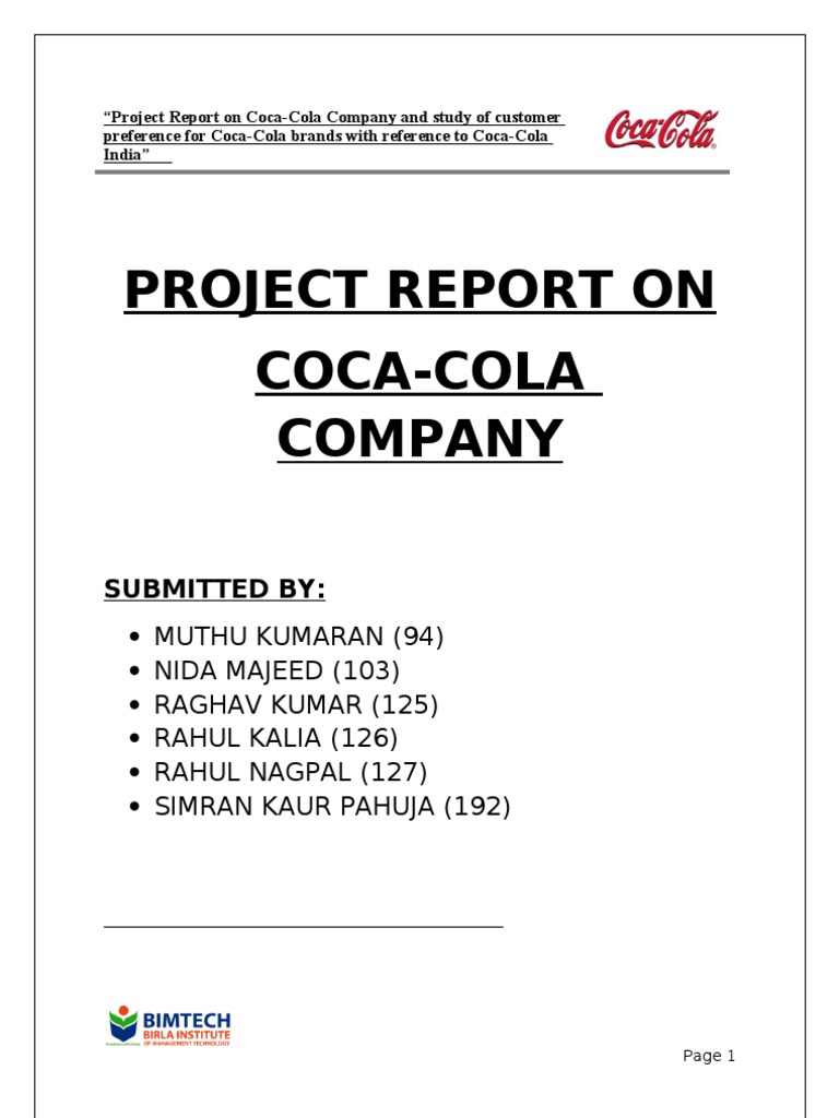 Coca-Cola Company Customer Preference Report | PDF | Coca Cola | Pepsi