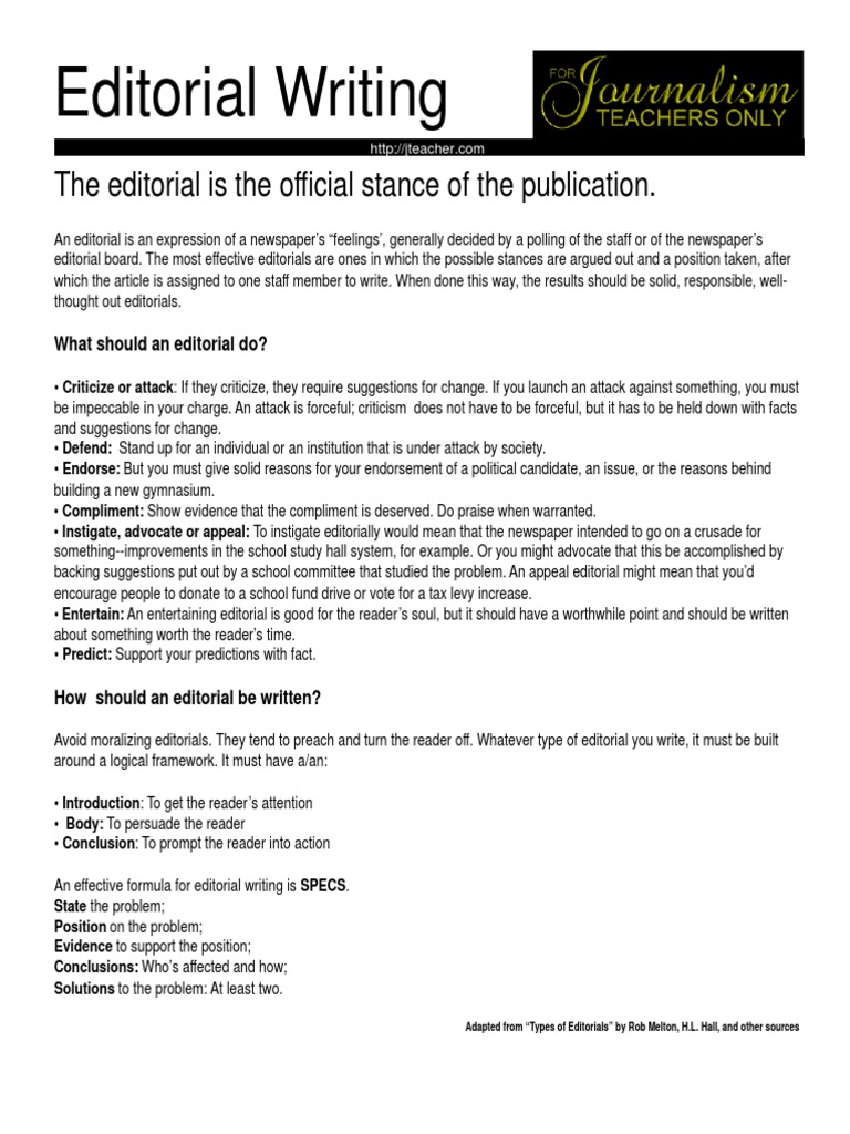 Guidelines for Effective Editorial Writing: Providing Solid Arguments ...