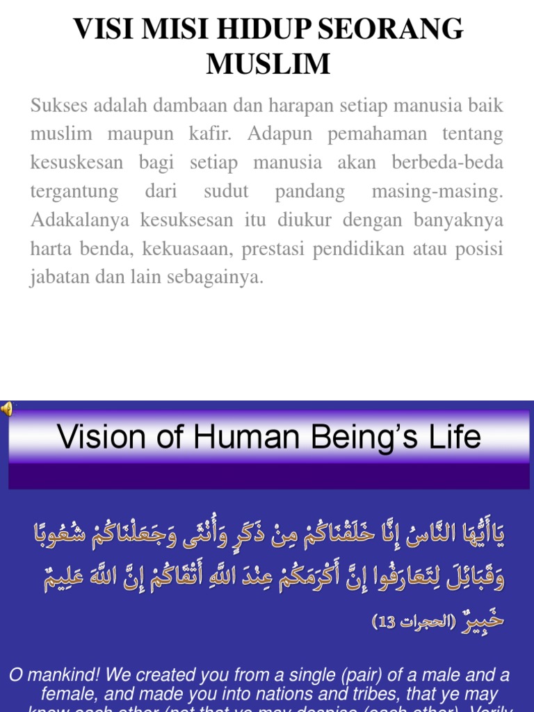 Visi dan Misi Hidup Seorang Muslim | PDF | Pengembangan Diri | Agama ...