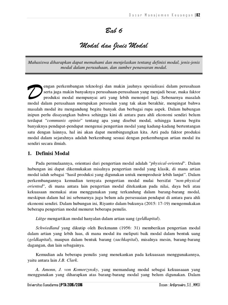 Modal Dan Jenis Modal Pdf