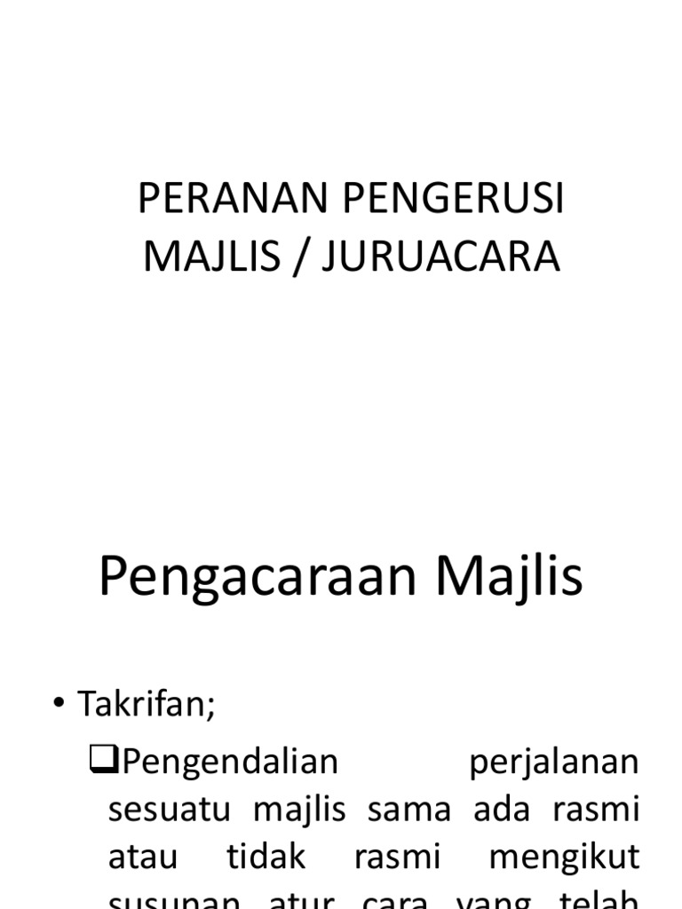 Peranan Pengerusi Majlis dan Juruacara | PDF