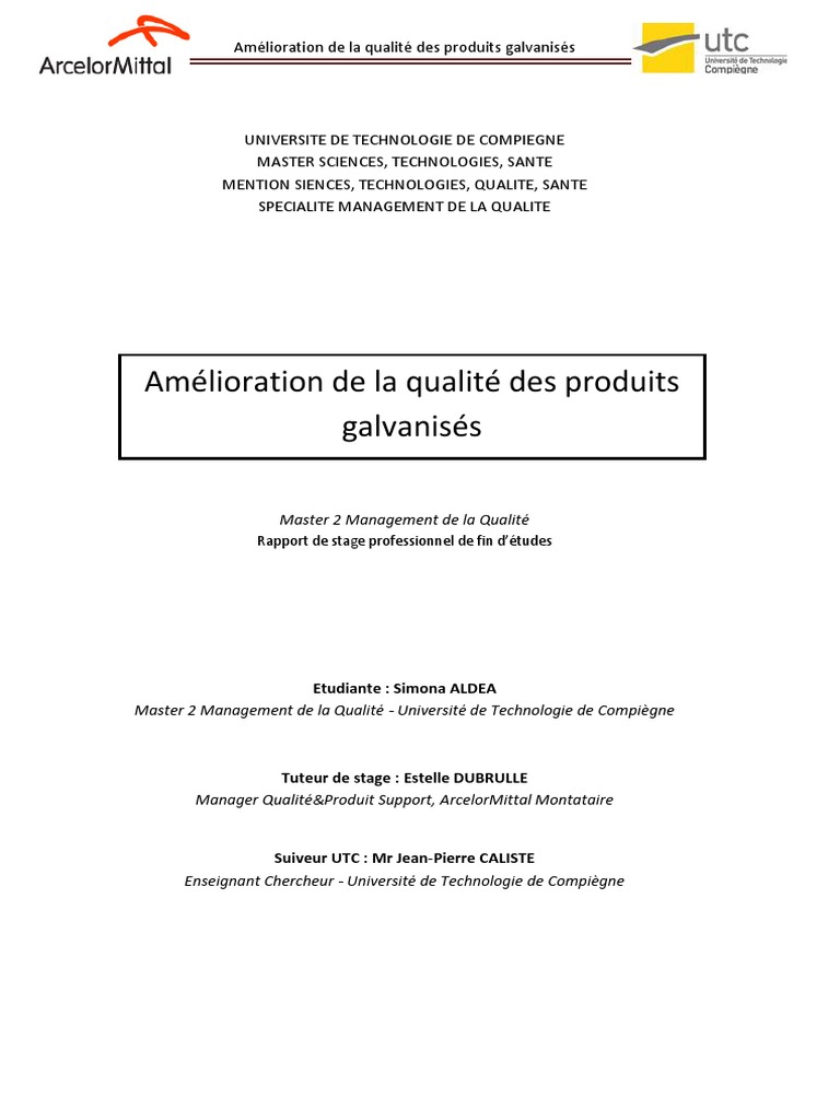 Amélioration qualité produits galvanisés | PDF | Management de la ...