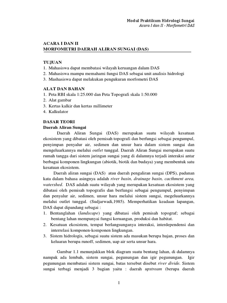 Morfometri DAS: Praktikum Hidrologi Sungai | PDF