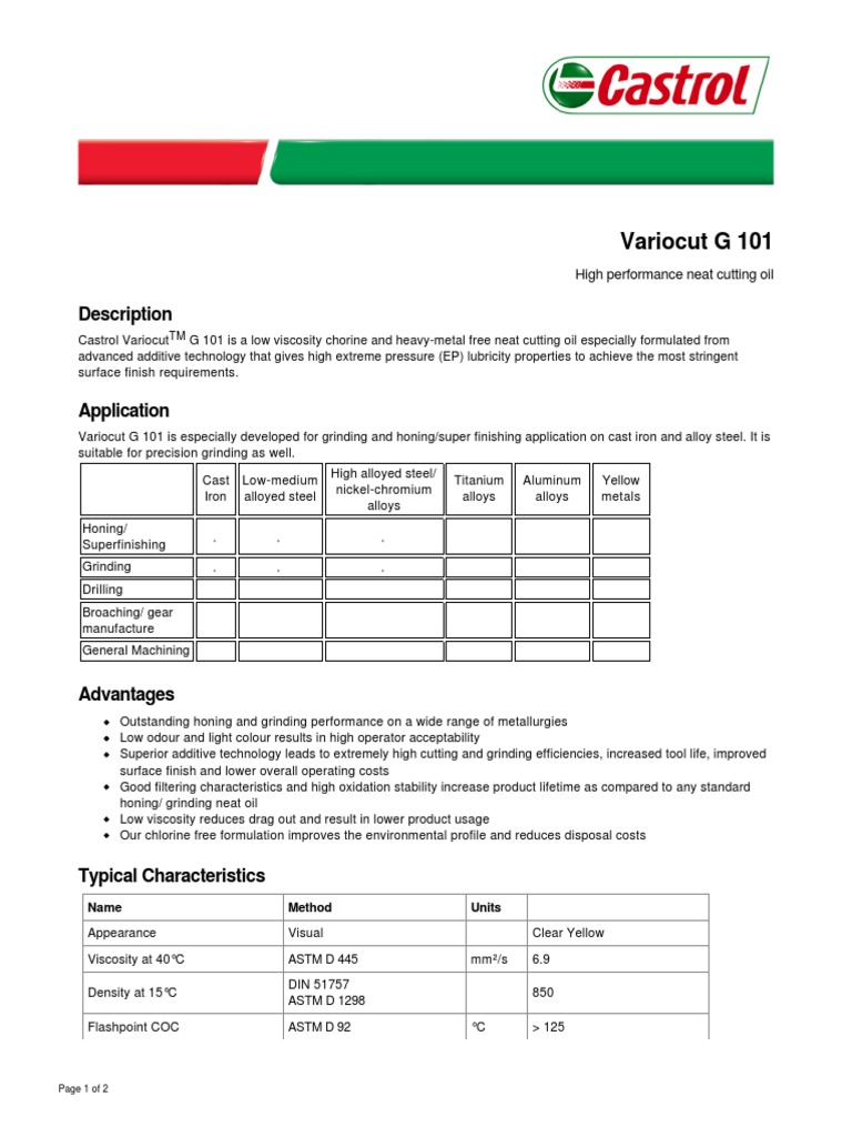 Pds CA Variocut G 101 | PDF | Grinding (Abrasive Cutting) | Alloy