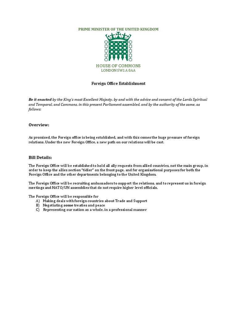 Establishment of the UK Foreign Office | PDF | Travel