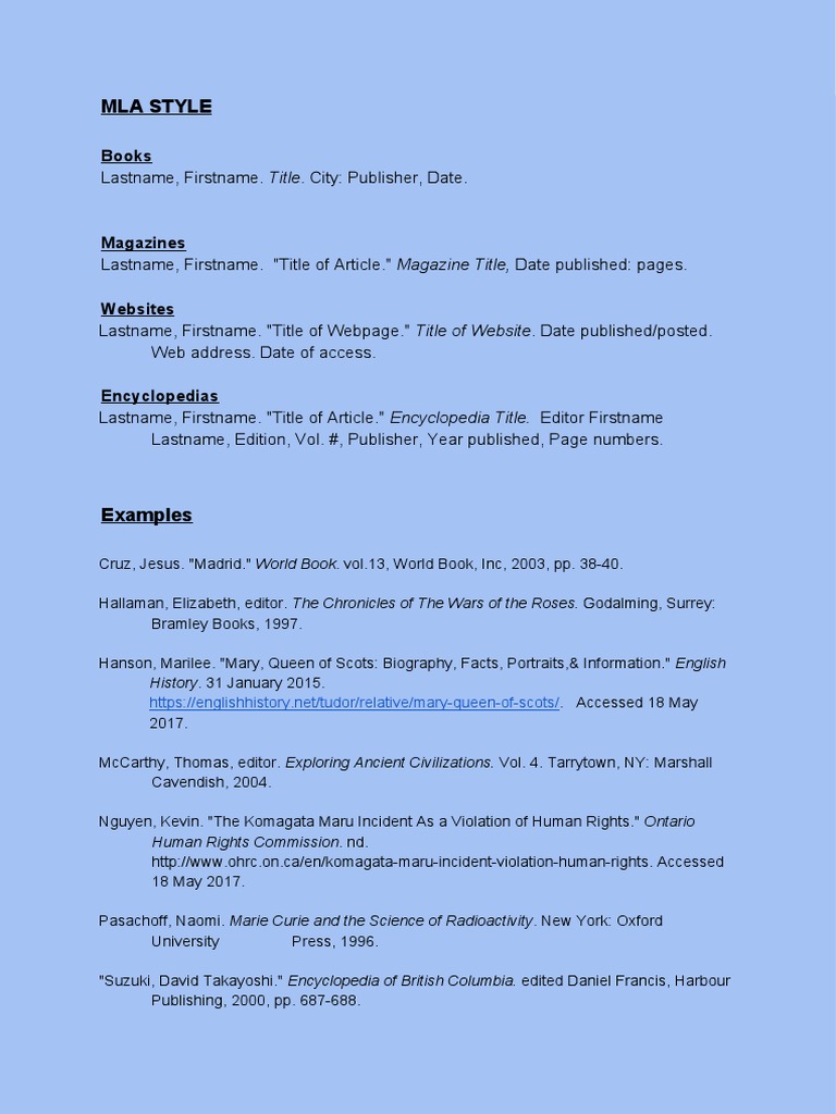 Mla Style | PDF