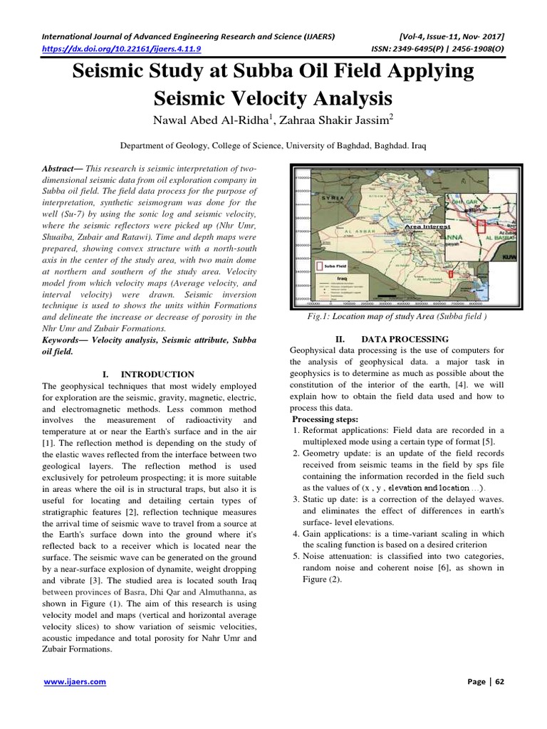 9 Seismic Study at Subba Oil Field PDF | PDF | Reflection Seismology | Contour Line
