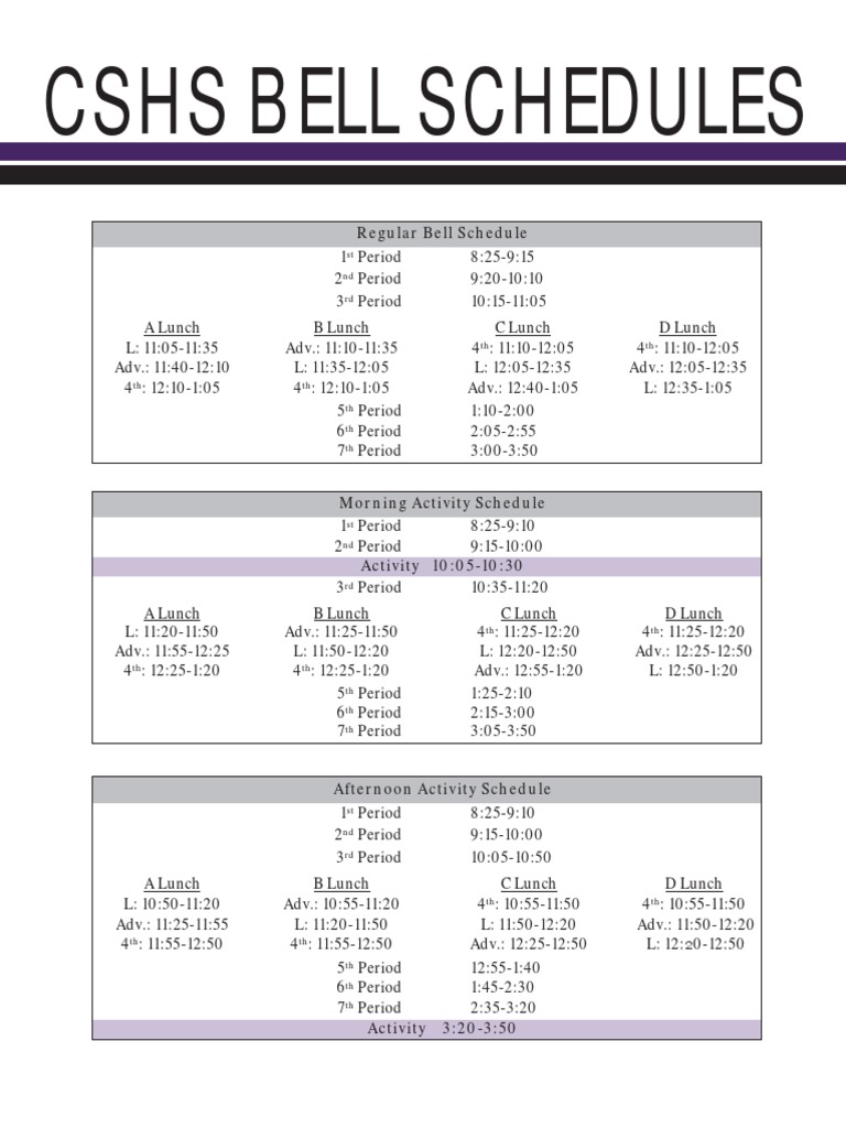 Bell Schedule | PDF | Language Arts & Discipline