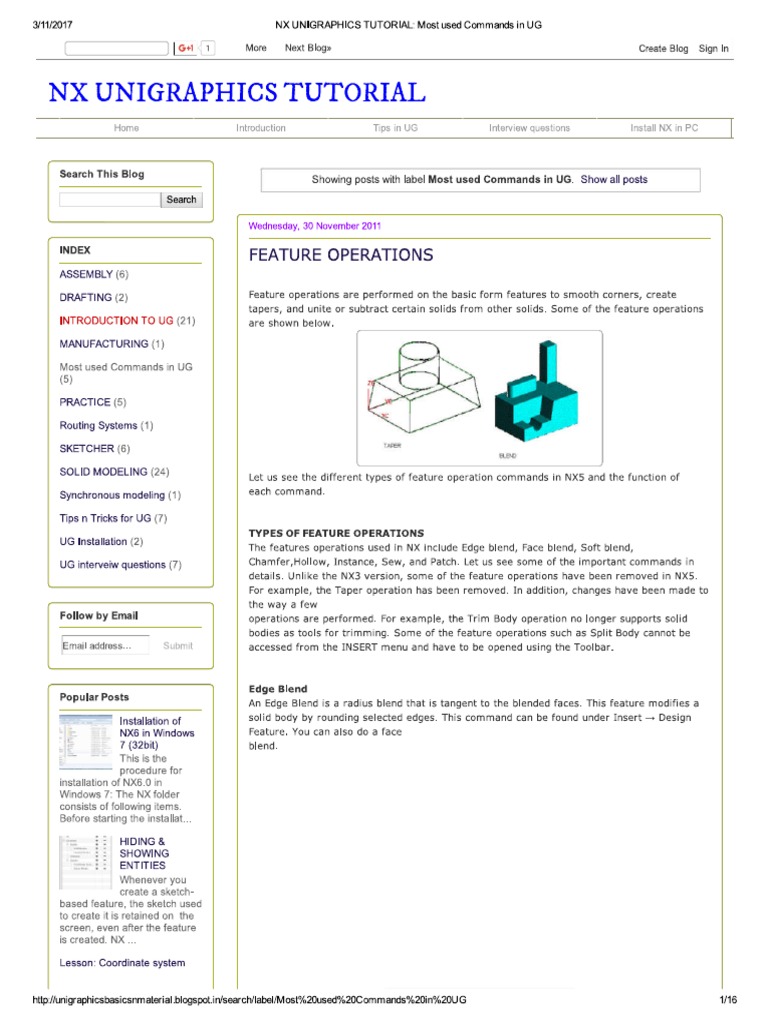 NX Unigraphics Tutorial - Most Used Commands in Ug | PDF