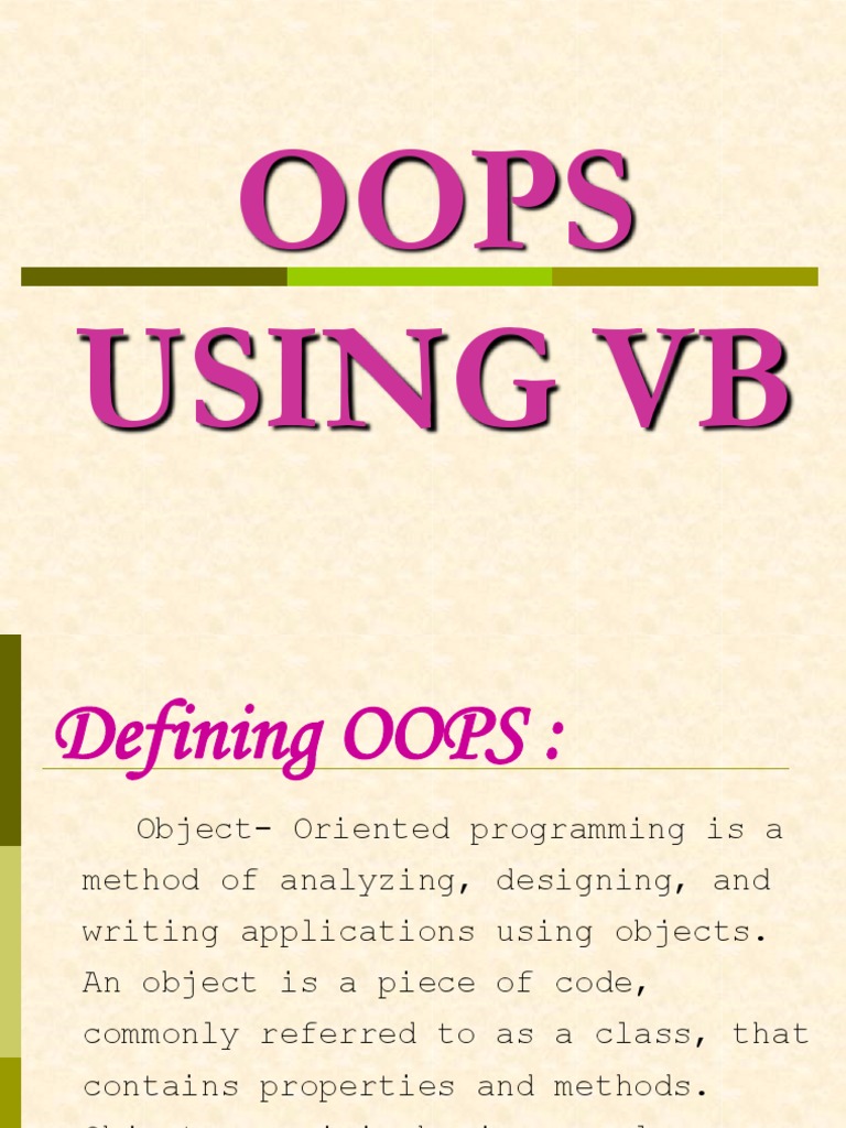 OOPSVB | PDF | Active X Data Objects | Object (Computer Science)