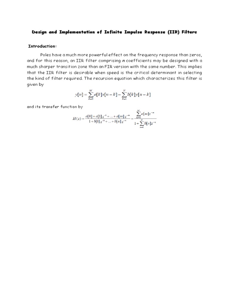 IIR Filter Design and Implementation | PDF