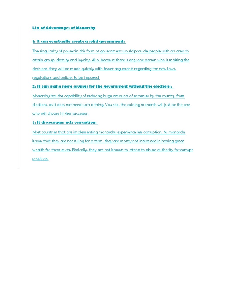 Advantages of Monarchy Explained | PDF