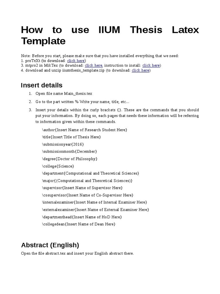 User Manual IIUM Thesis Latex Template | PDF | Te X | Thesis