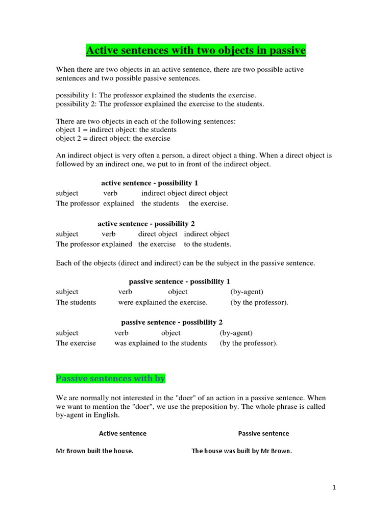 Passive With Two Objects | PDF | Rules | Language Mechanics