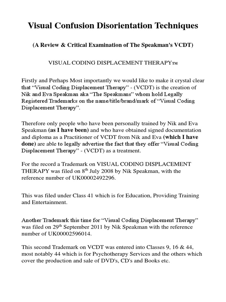 (VCDT) Visual Confusion Disorientation Techniques | PDF | Hypnosis ...