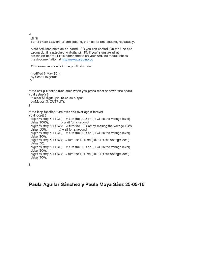 Blink | PDF | Arduino | Electrical Engineering