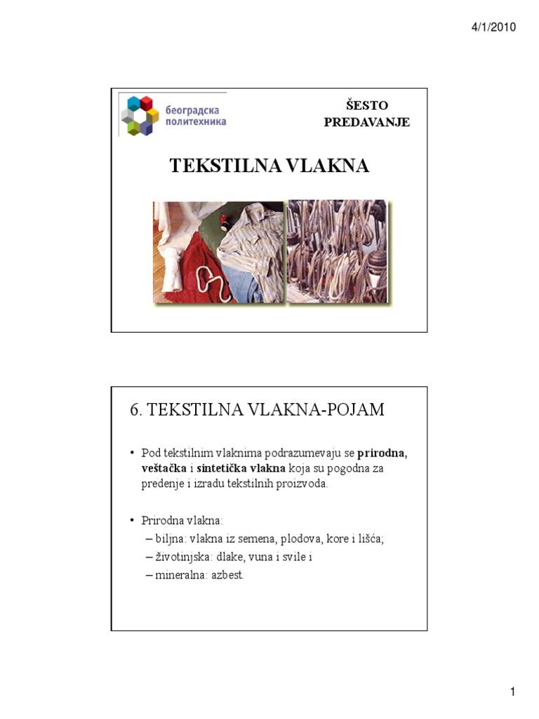 Tekstilne Vlakna | PDF