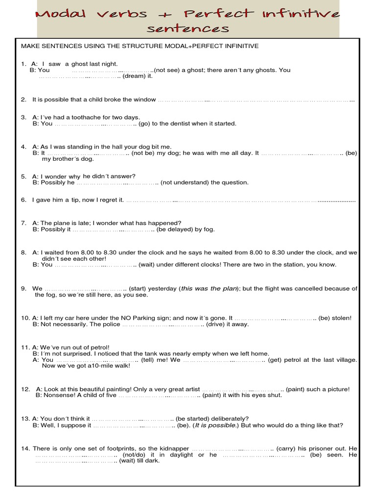 Modal and Perfect Infinitives | PDF
